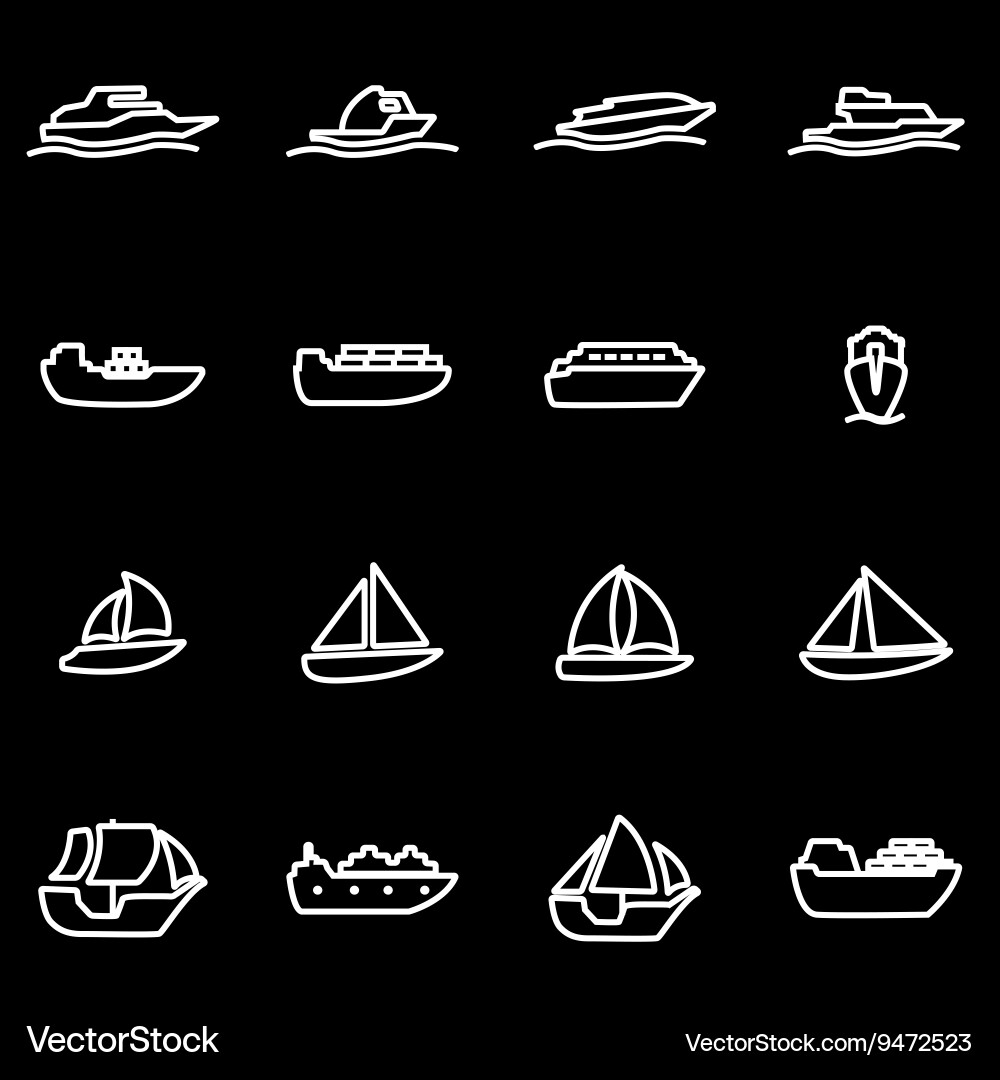 Line ship and boat icon set Royalty Free Vector Image