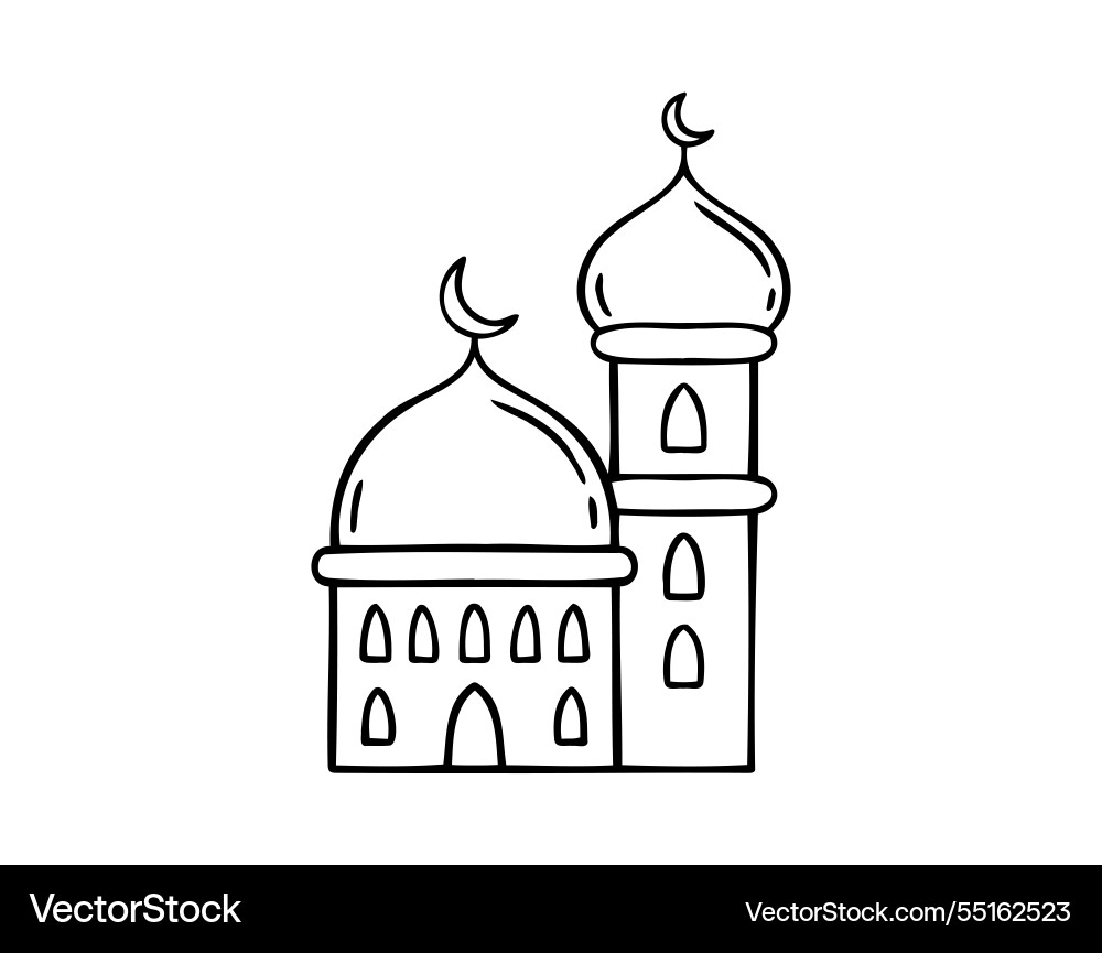 Muslim mosque concept doodle hand drawn icon Vector Image