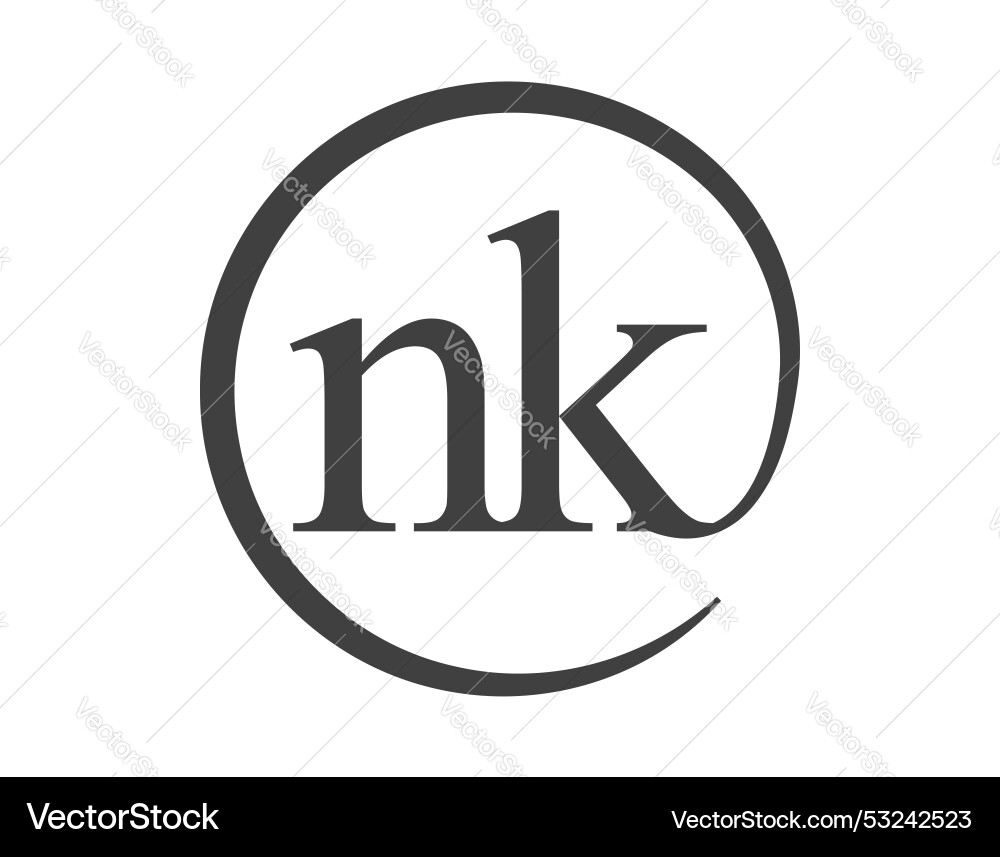 Nk logo from two letter with circle shape email Vector Image
