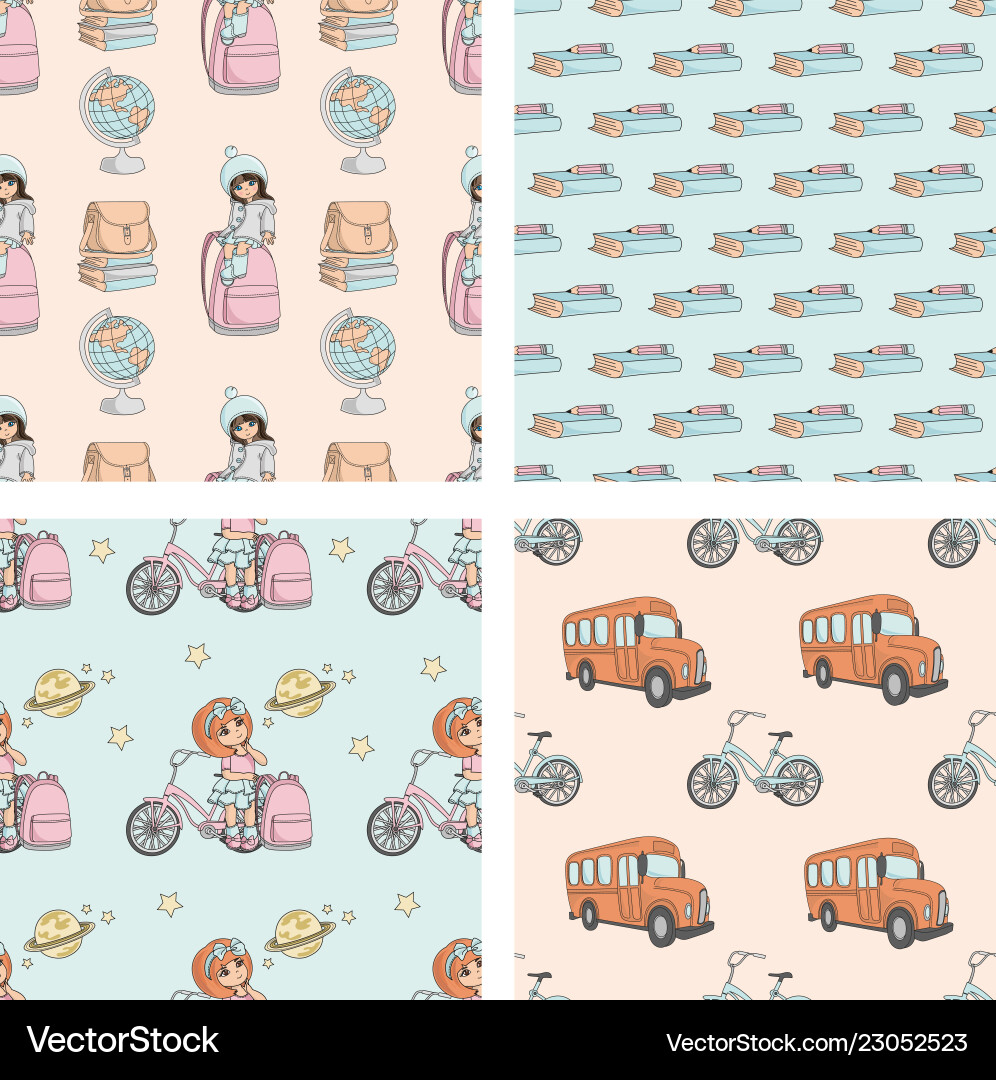 School set seamless color Royalty Free Vector Image
