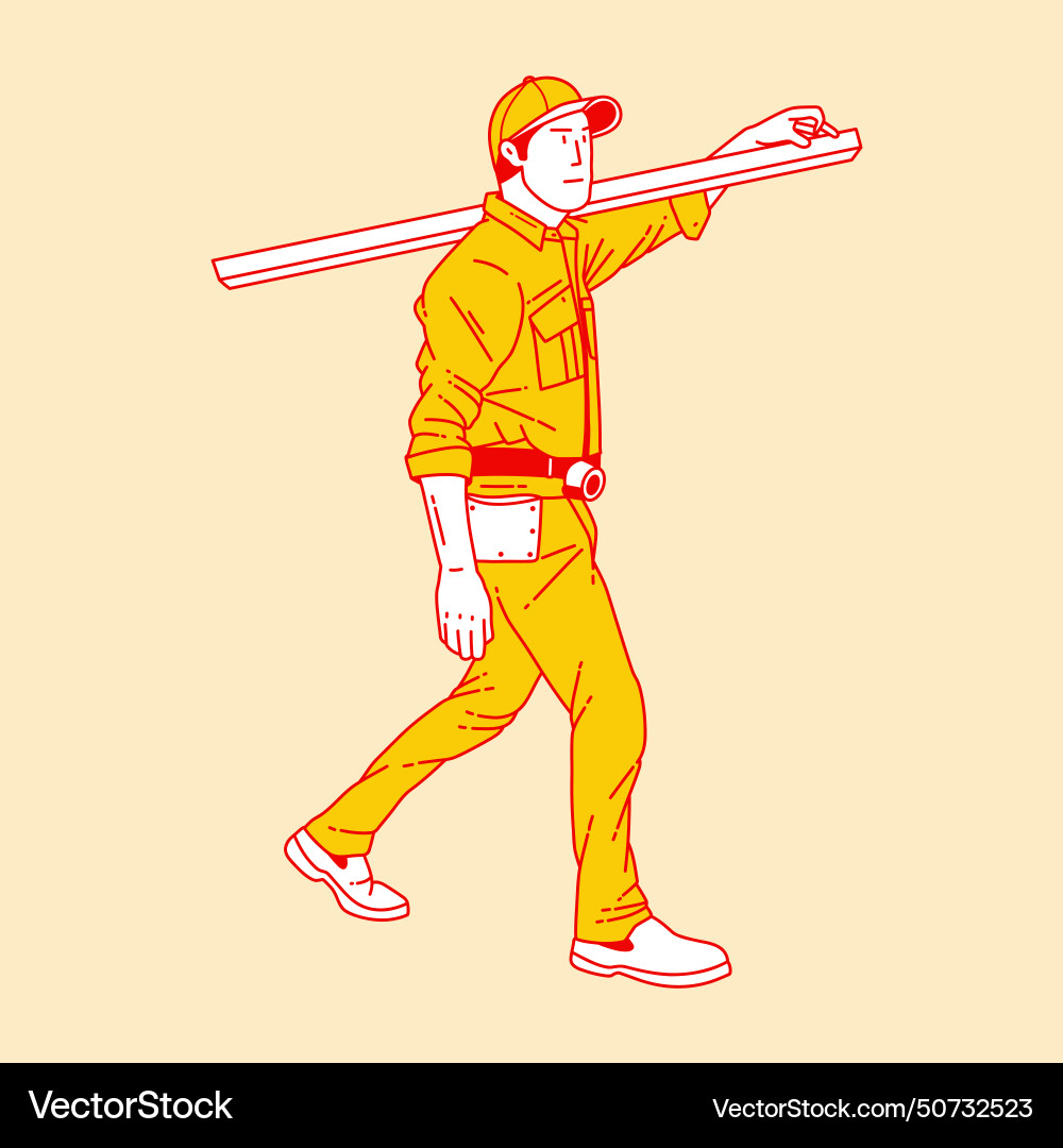 Simple cartoon of a construction worker 4 Vector Image