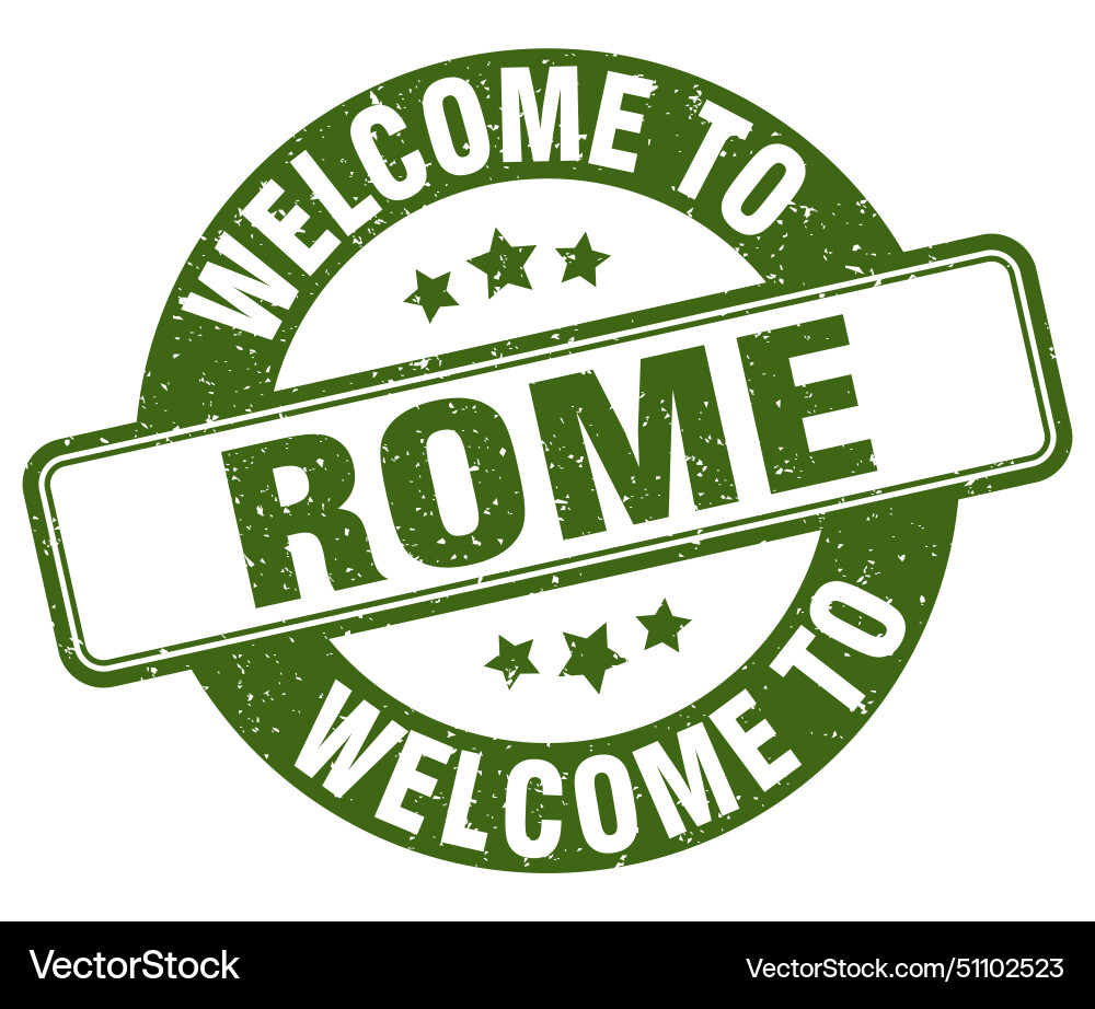 Welcome to rome stamp round sign Royalty Free Vector Image