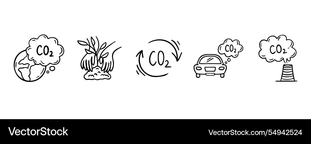Carbon dioxide co2 earth air pollution doodle hand