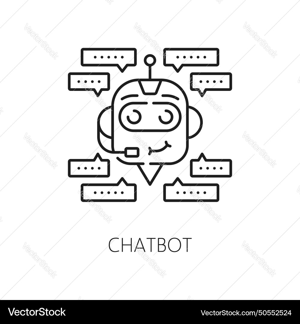 Chatbot outline icon speech bubbles and robot head