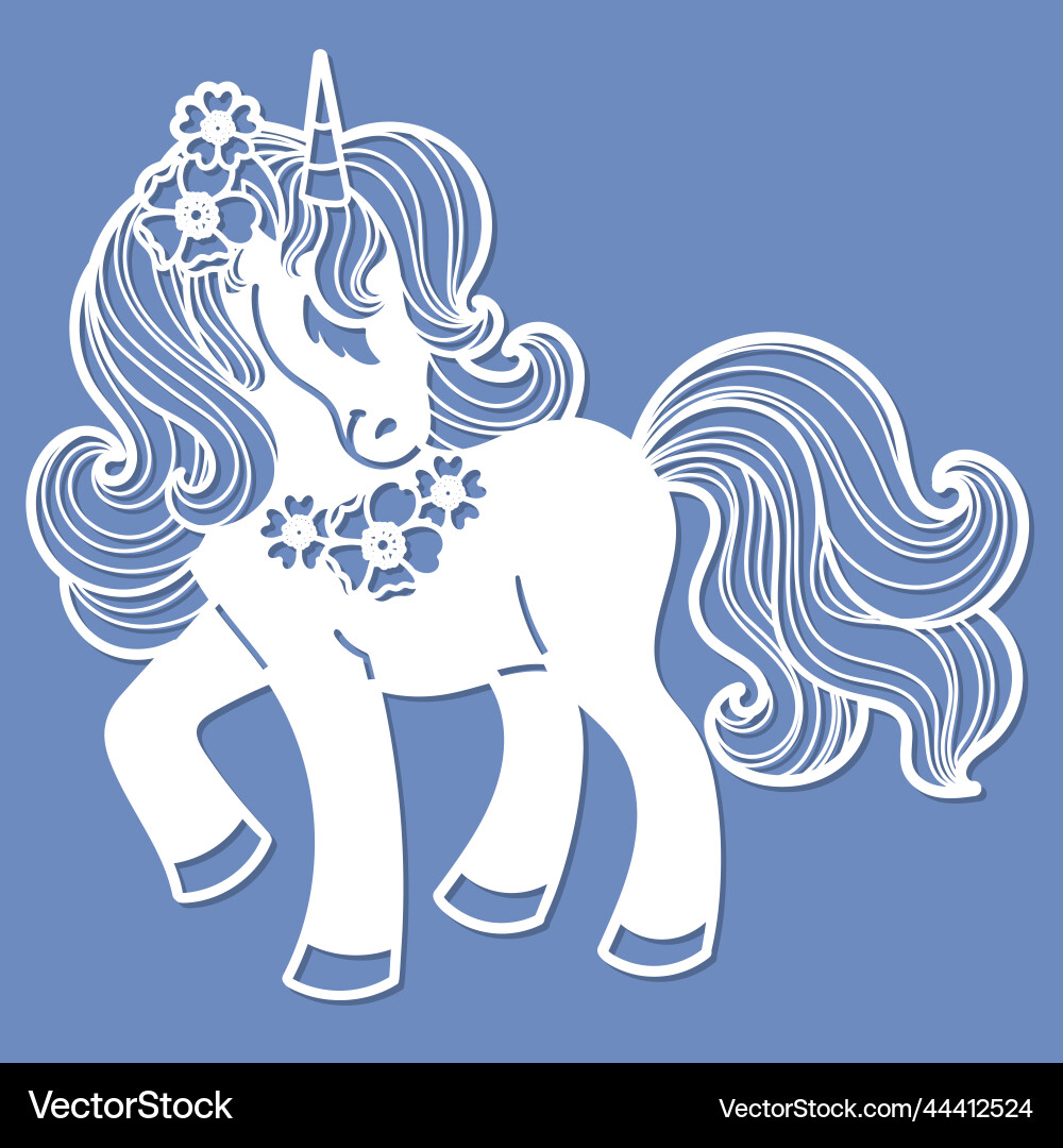 Cute unicorn template for laser cutting Royalty Free Vector