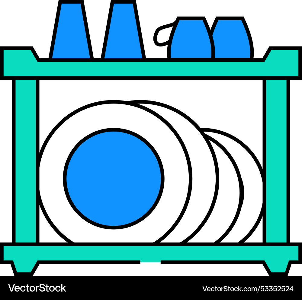Dish rack restaurant equipment icon color Vector Image