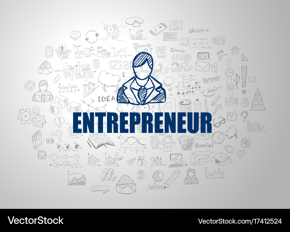 Entrepreneur concept with business doodle design Vector Image