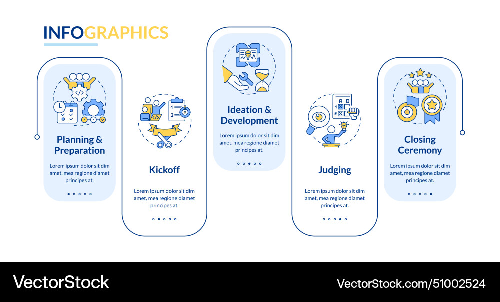 Hackathon process structure blue rectangle Vector Image