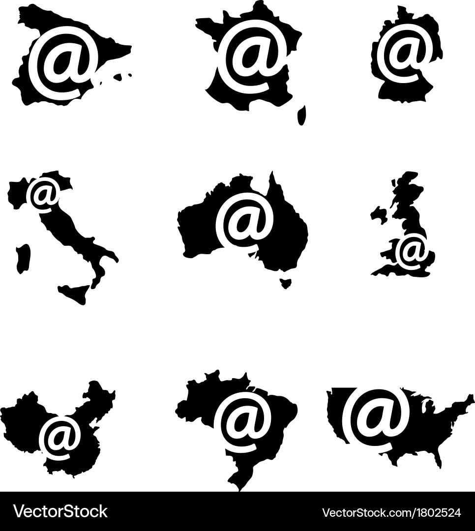 Internet sign countries Royalty Free Vector Image