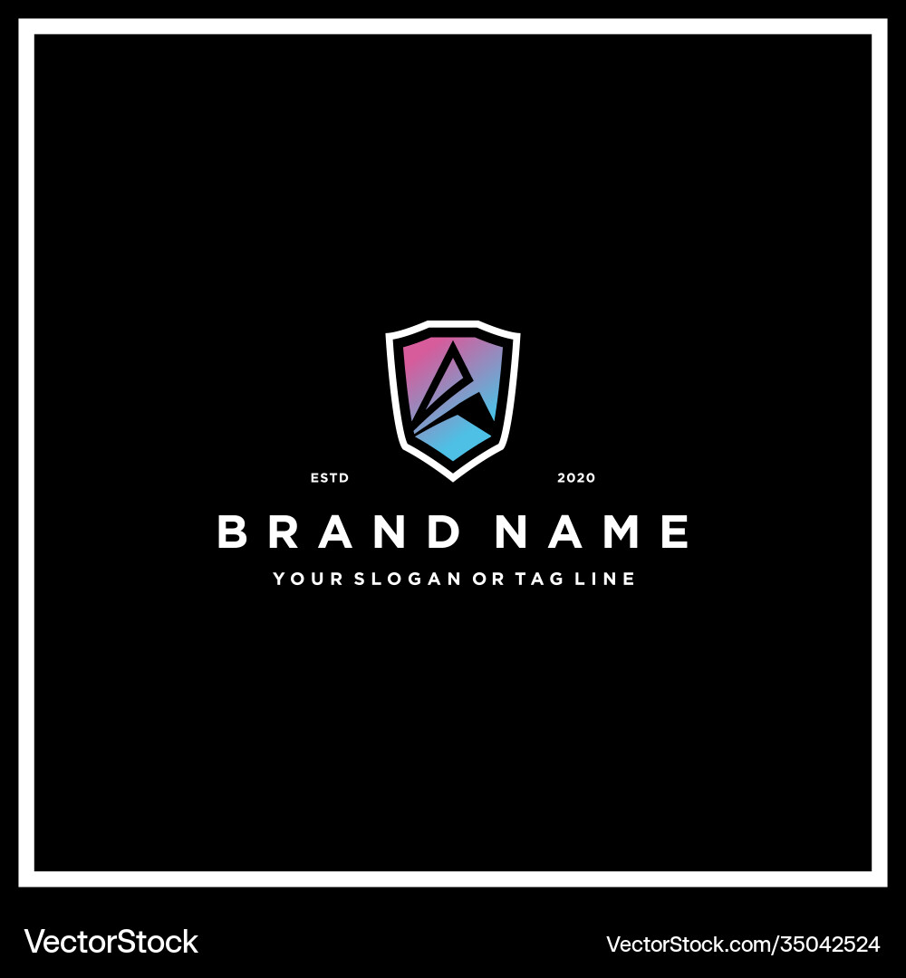 Letter a shield logo design Royalty Free Vector Image