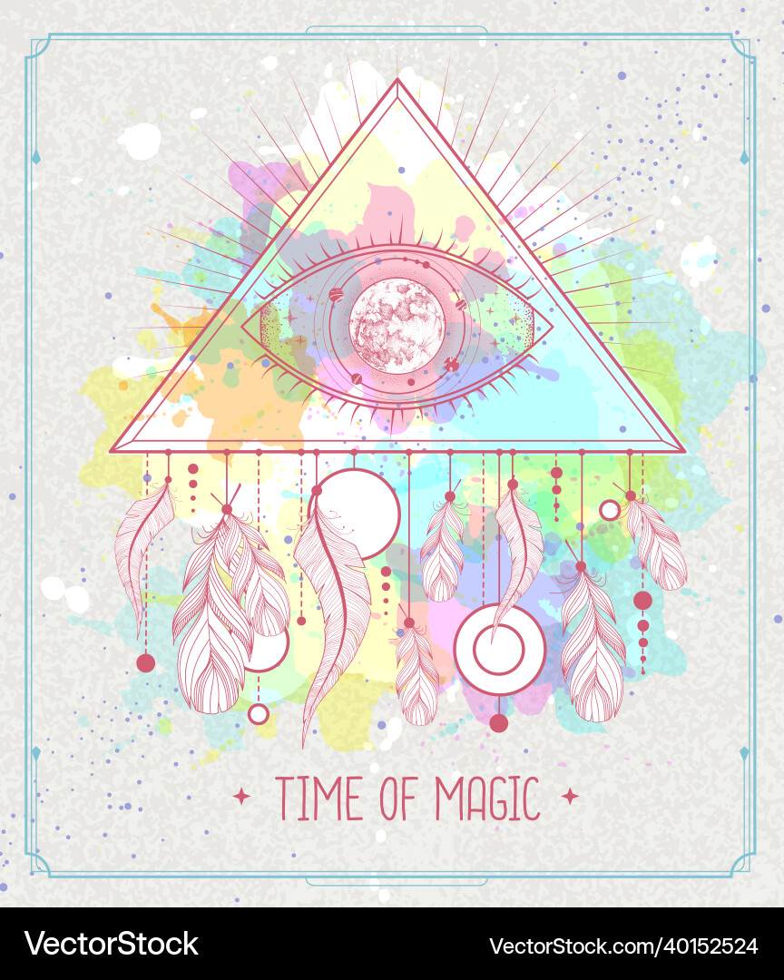Modern magic witchcraft card with dream catcher Vector Image