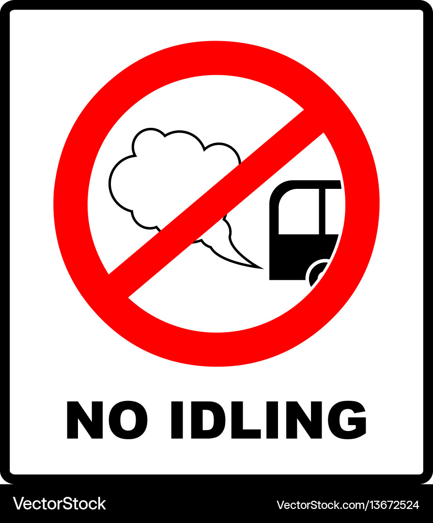 No idling or idle reduction sign on white Vector Image