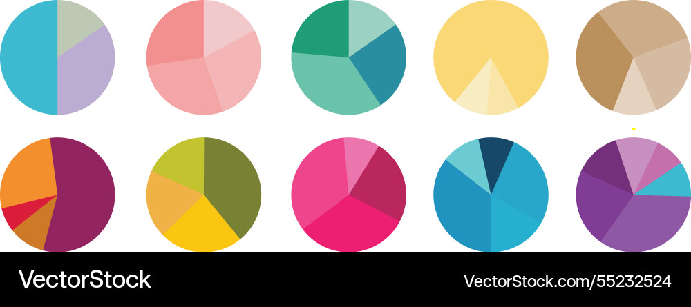 Pie charts diagrams pie chart infographic set Vector Image