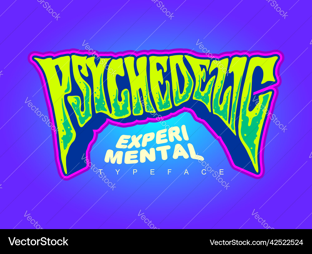 Psychedelic word lettering typography Royalty Free Vector