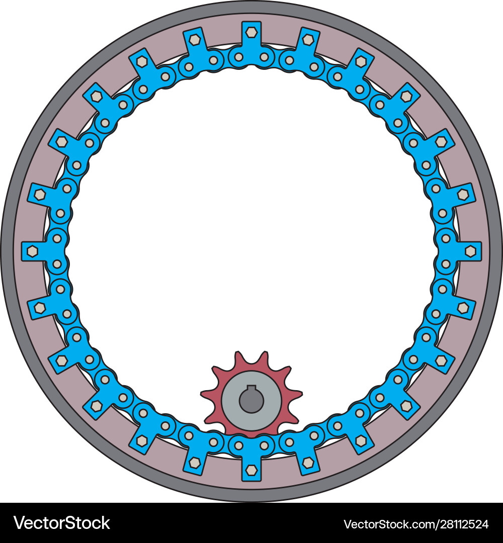 Sprocket wheel and pin gear drive Royalty Free Vector Image