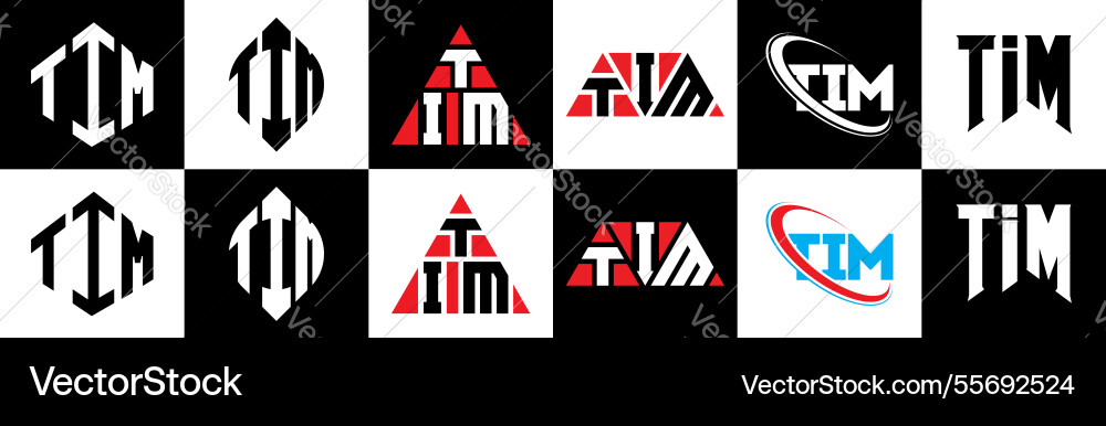 Tim letter logo design in six style polygon Vector Image