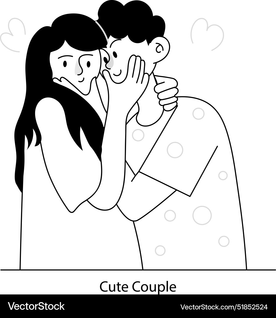 Webcute couple mini in doodle style Royalty Free Vector