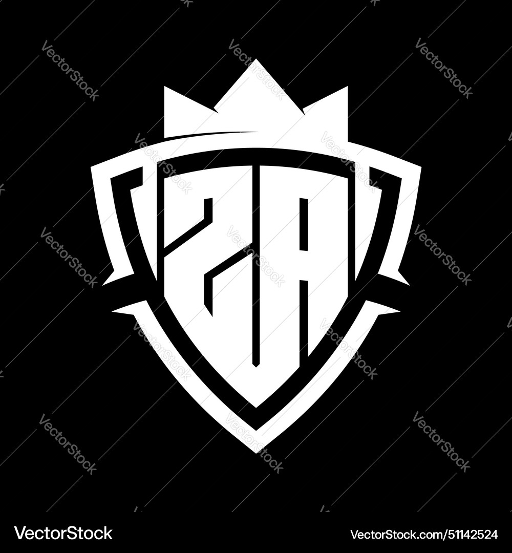 Za letter monogram with triangle curve shield Vector Image