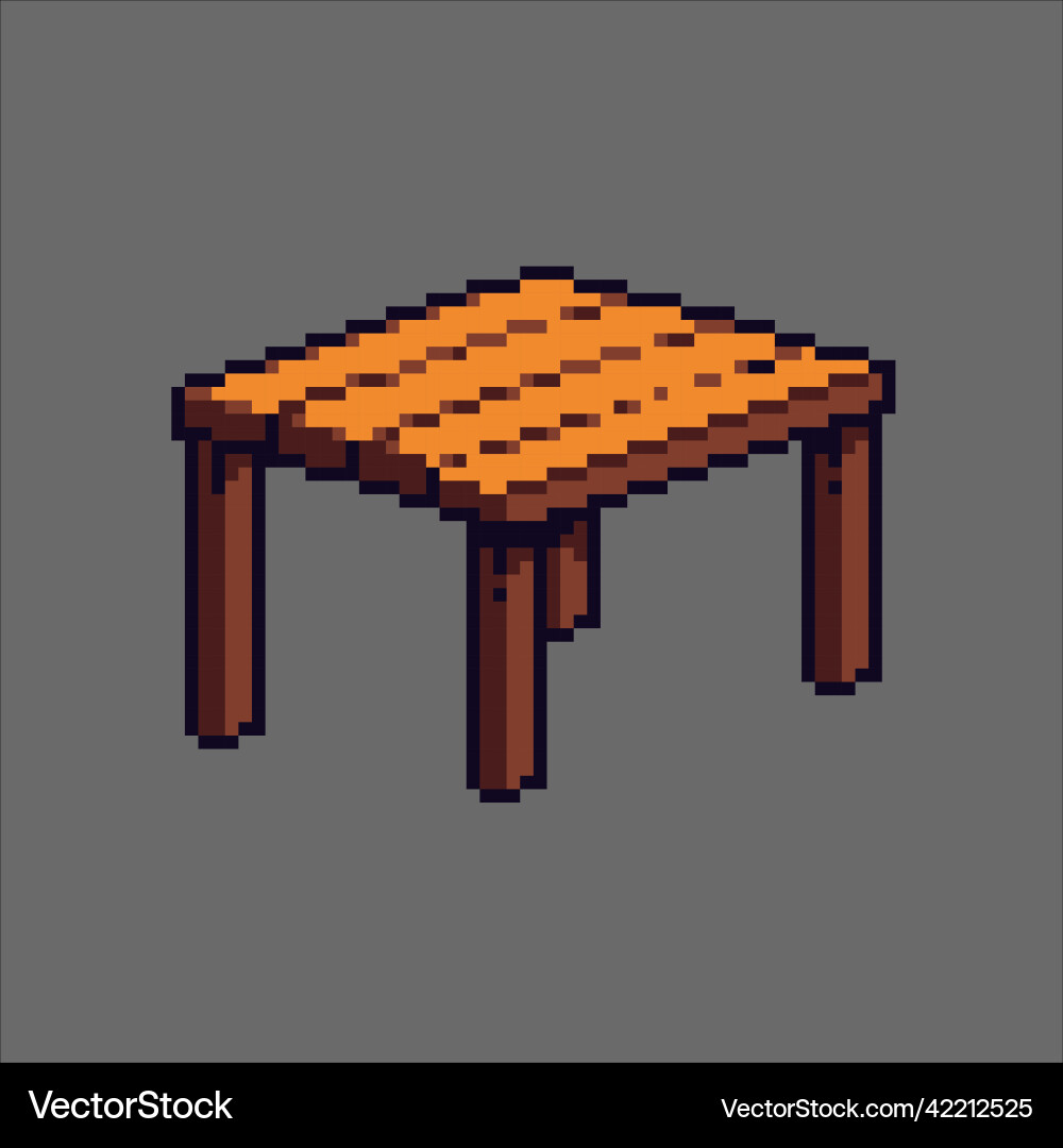Editable wooden pixel art table Royalty Free Vector Image