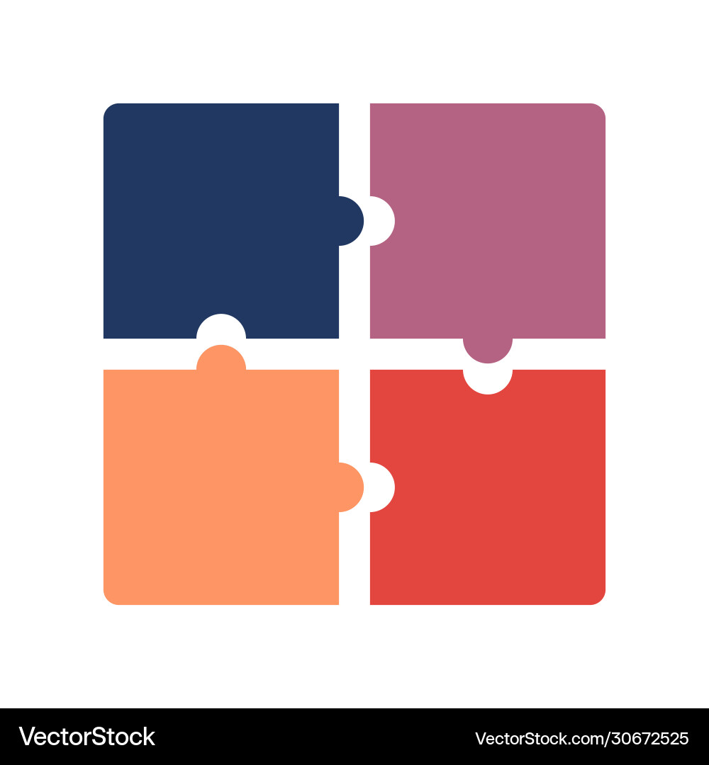 Four piece flat puzzle round infographic Vector Image