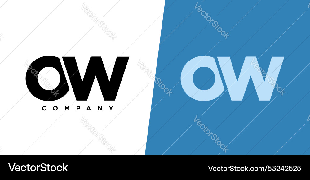 Letter o and w ow logo design template minimal Vector Image