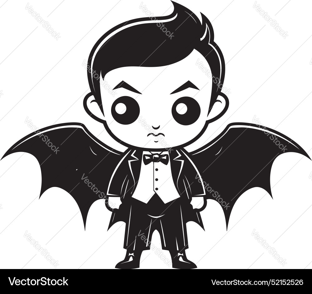 Chibi chic dracula emblem design in winged Vector Image