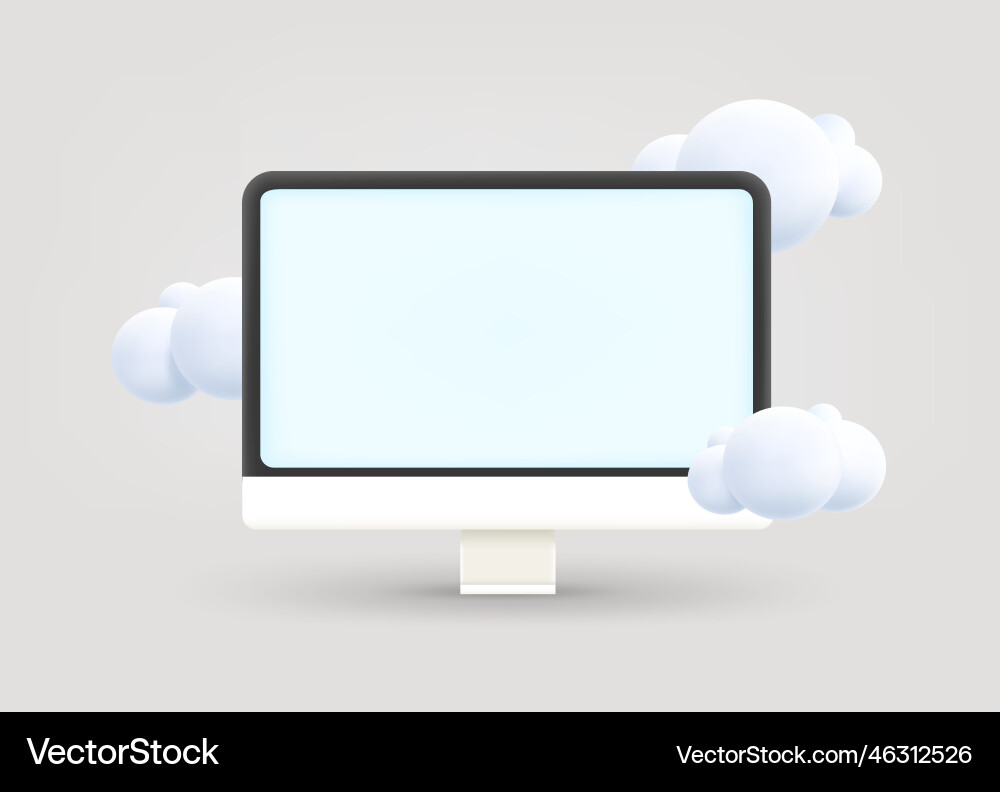 Computer monitor with blank screen mockup 3d Vector Image