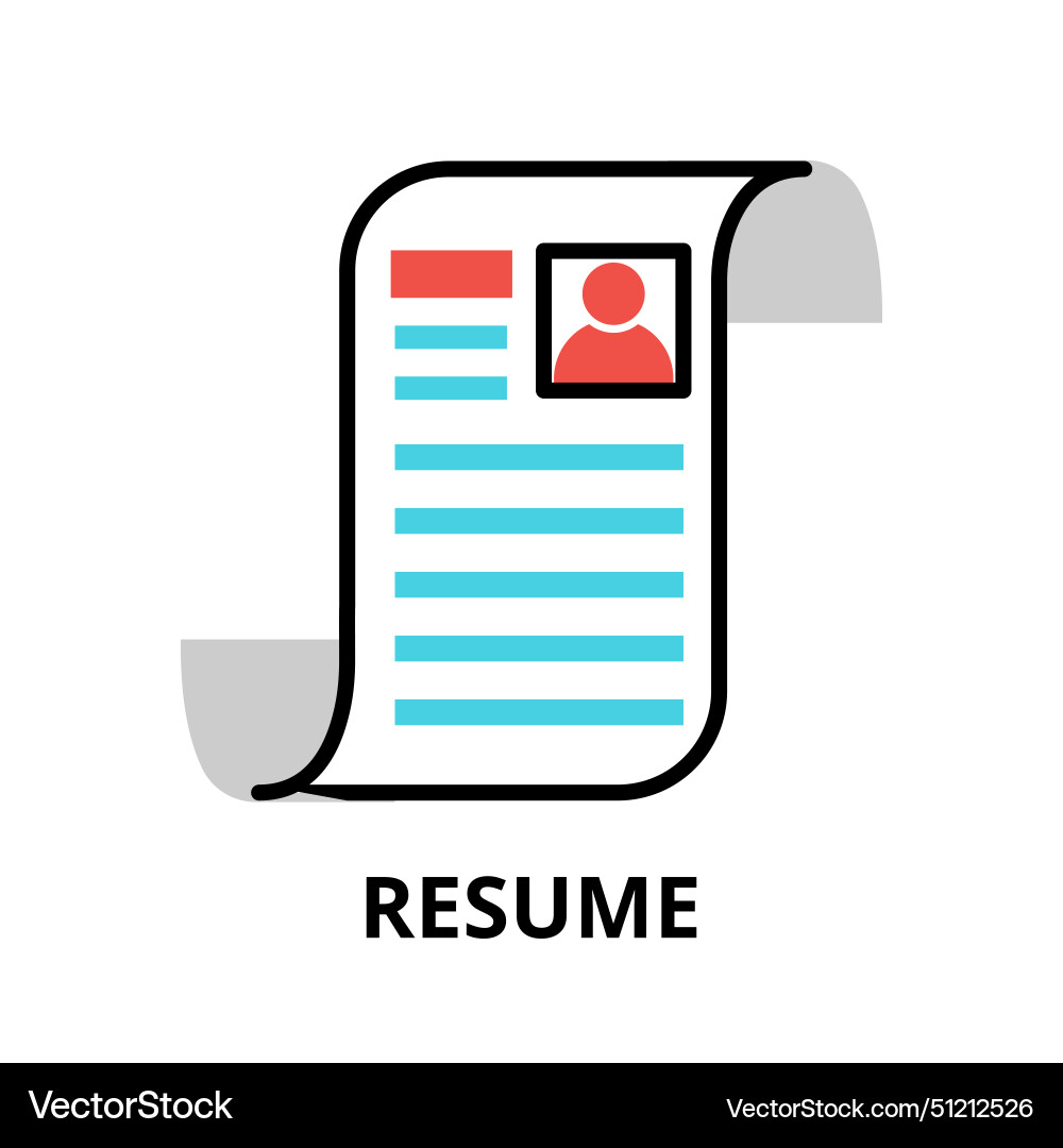 Concept of resume icon modern flat thin line Vector Image Concept of resume icon modern flat thin line Vector Image