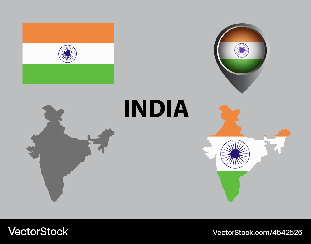Map of india and symbol Royalty Free Vector Image