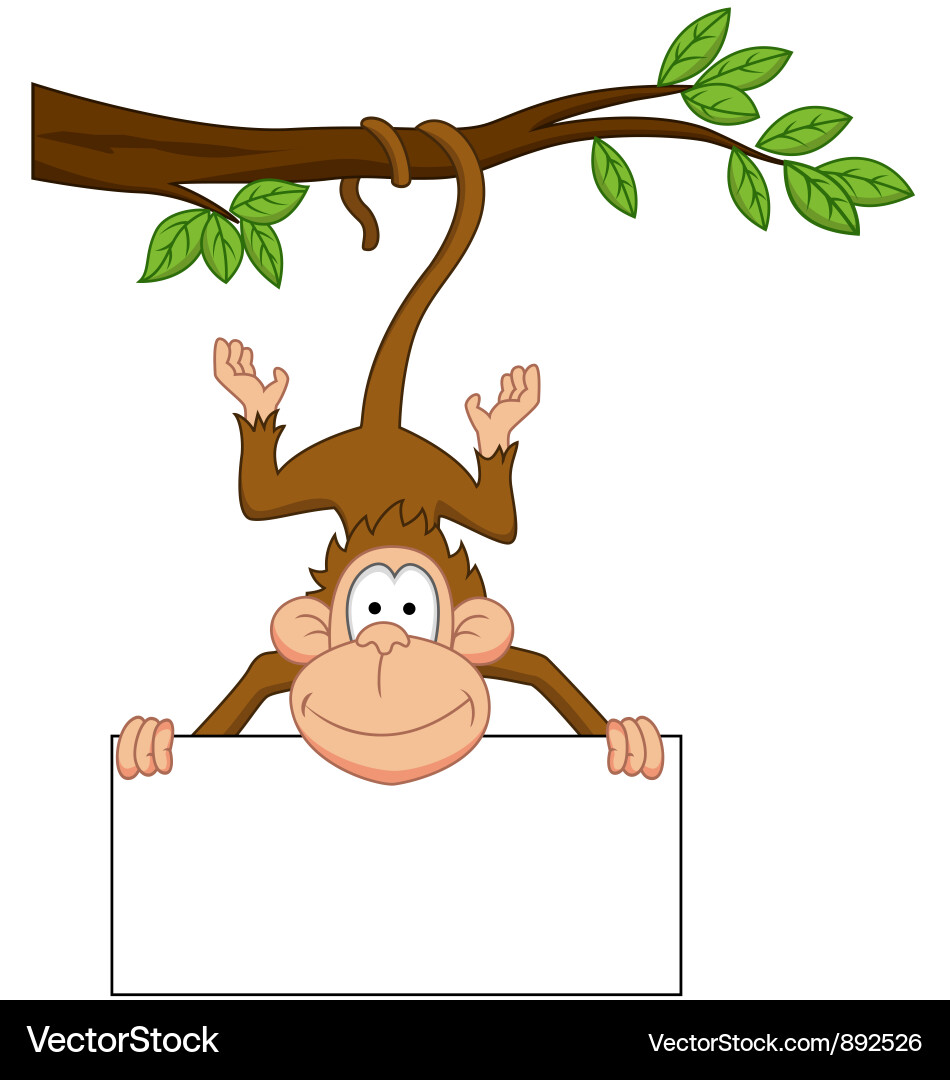 Monkey with blank sign Royalty Free Vector Image