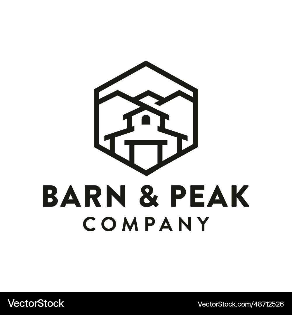 Simple barn farm with mountain peak logo design Vector Image