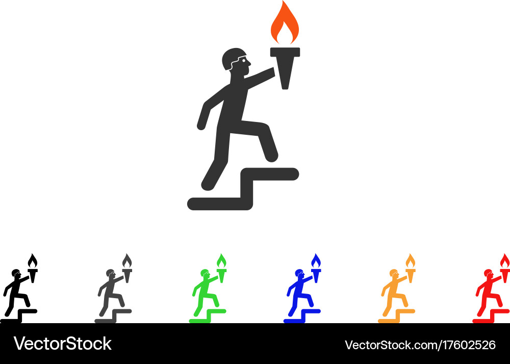 Soldier climbing with torch icon Royalty Free Vector Image