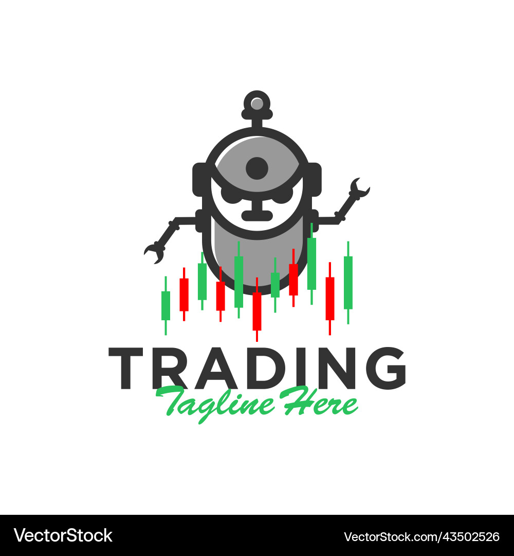 Trading robot graphic company logo Royalty Free Vector Image