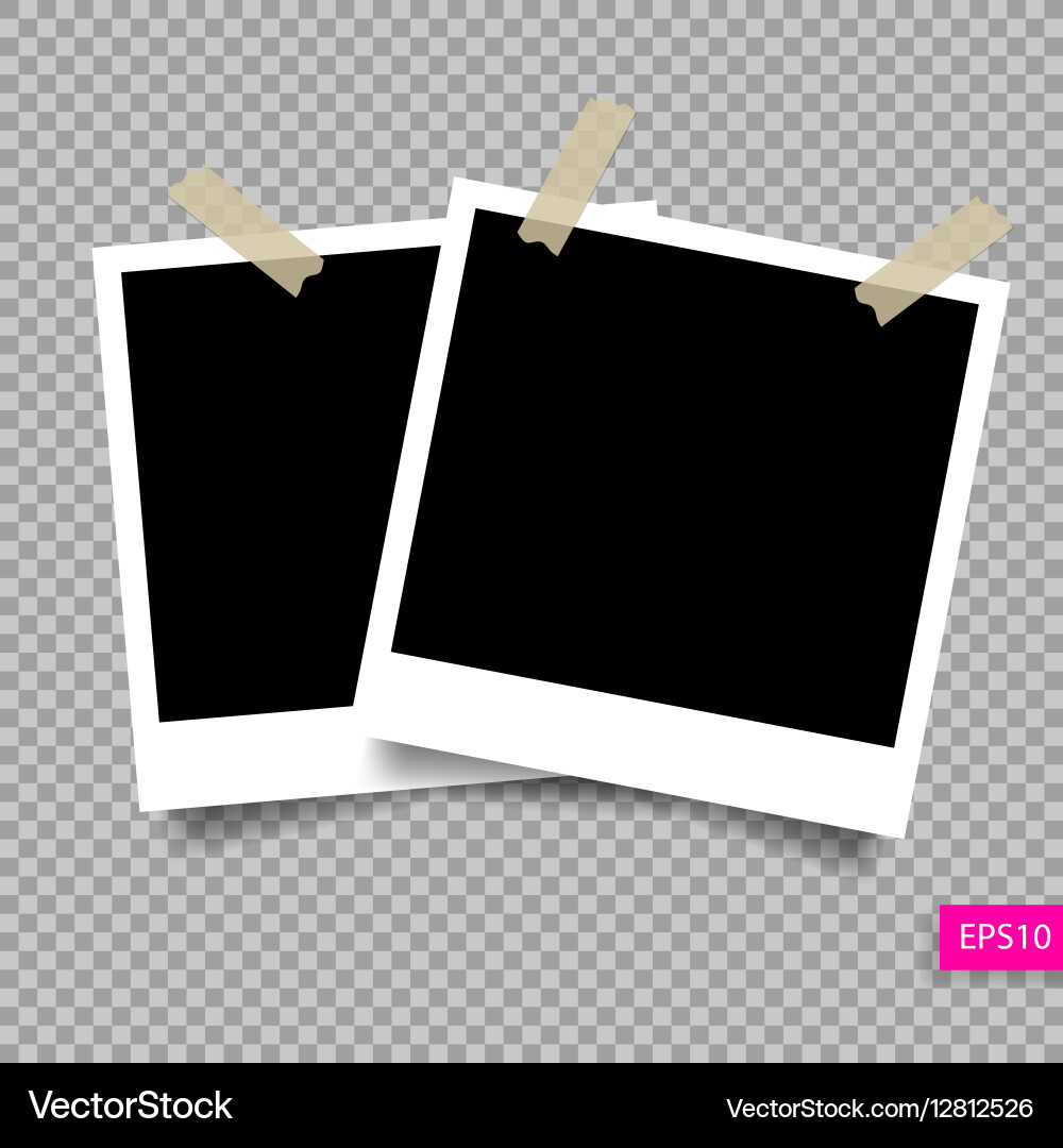 Two retro polaroid photo frame template Royalty Free Vector