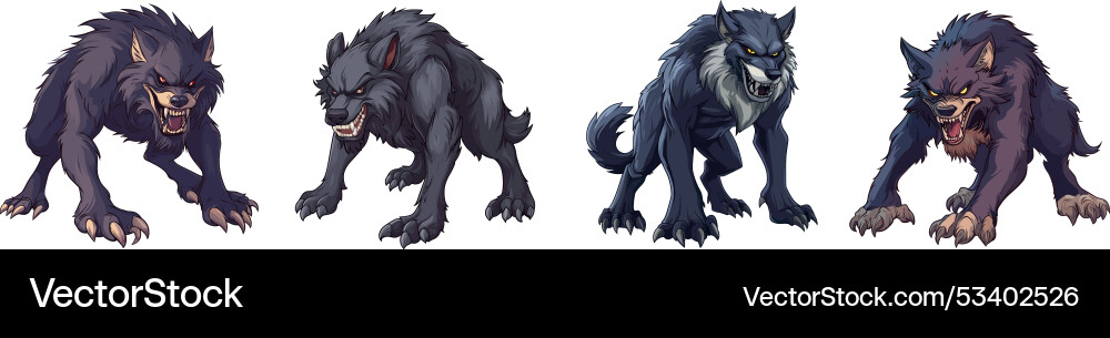 Werewolf cartoon characters wolfman claw vintage Vector Image