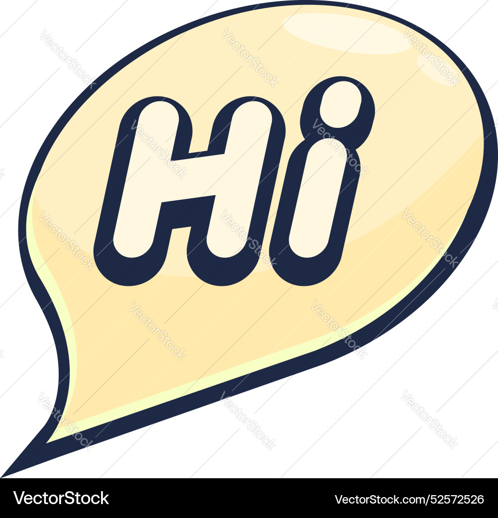 Yellow speech bubble showing hi greeting Vector Image