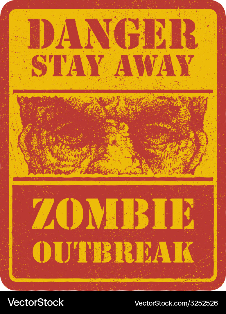 Zombie warning sign hand drawn eps8 Royalty Free Vector
