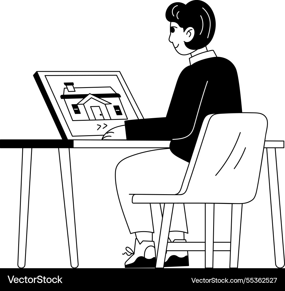 A glyph of a character checking virtu Royalty Free Vector