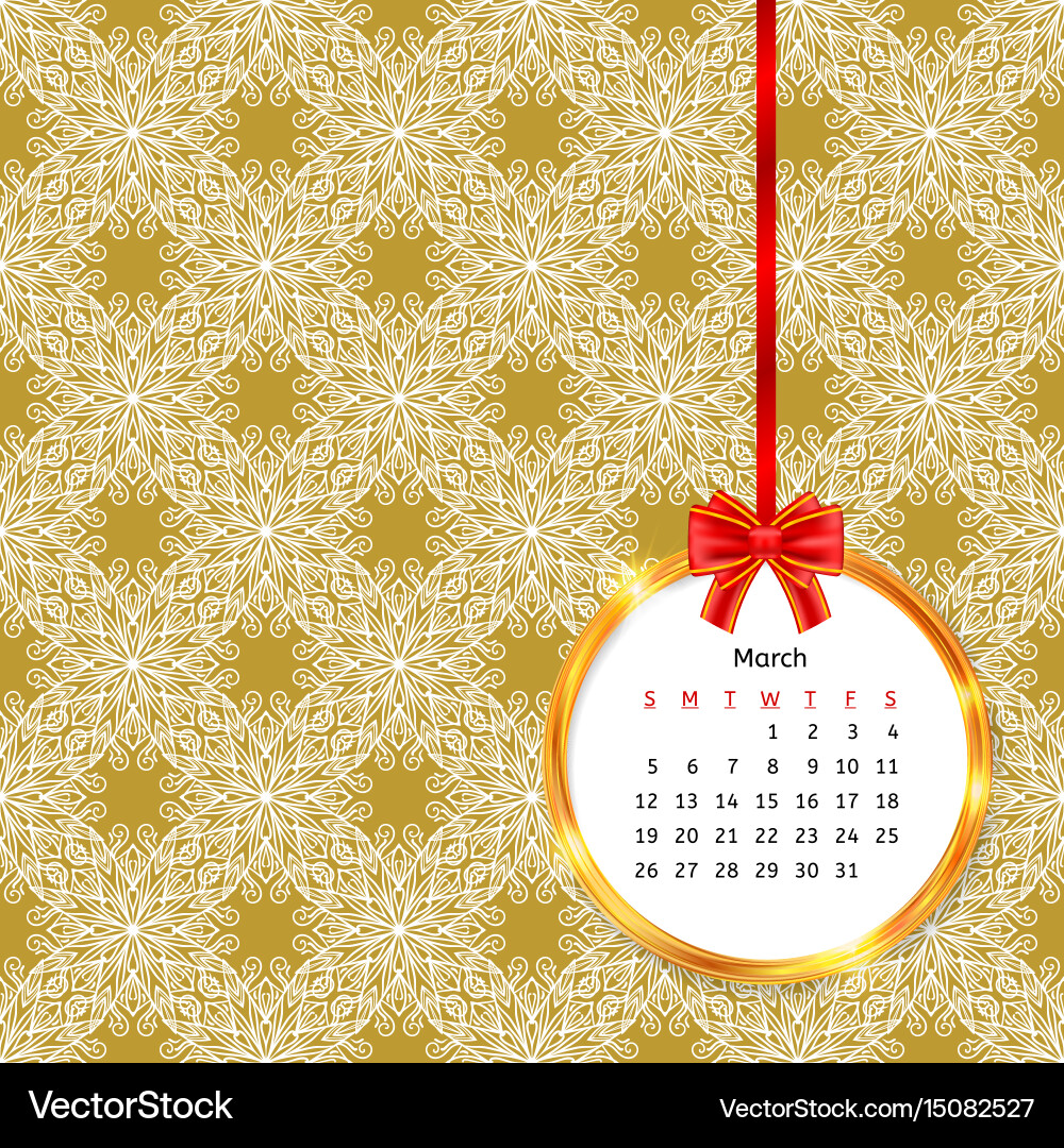 Kalender 2017 in goldenem Kreisrahmen mit rotem Bogen