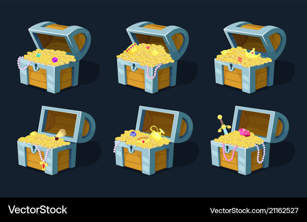 Cartoon chest with treasure Royalty Free Vector Image