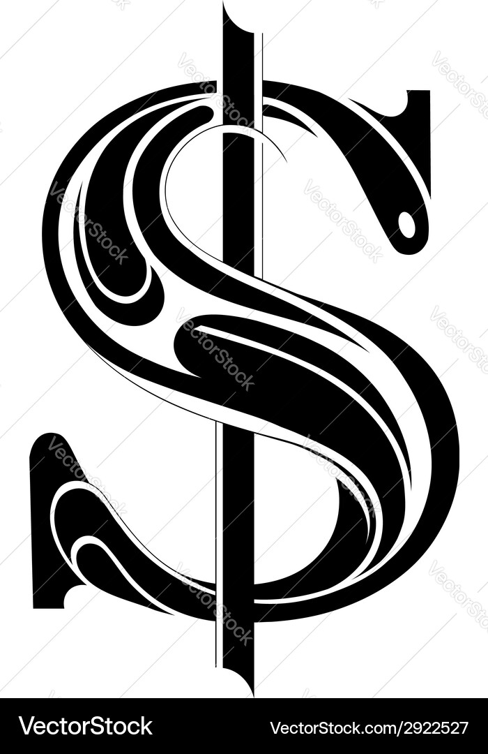 Elegant Swirl Dollar Sign Royalty Free Vector Image