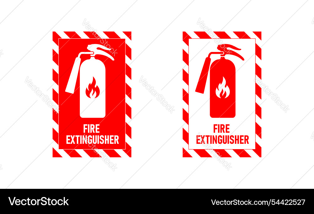Fire extinguisher signs firefighters tools sign Vector Image