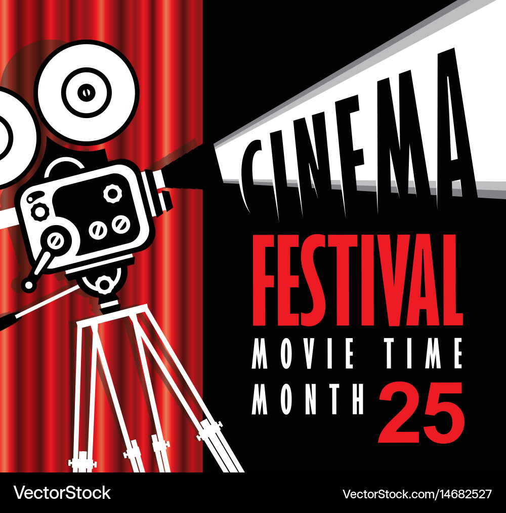 Movie time poster with old fashioned camera Vector Image