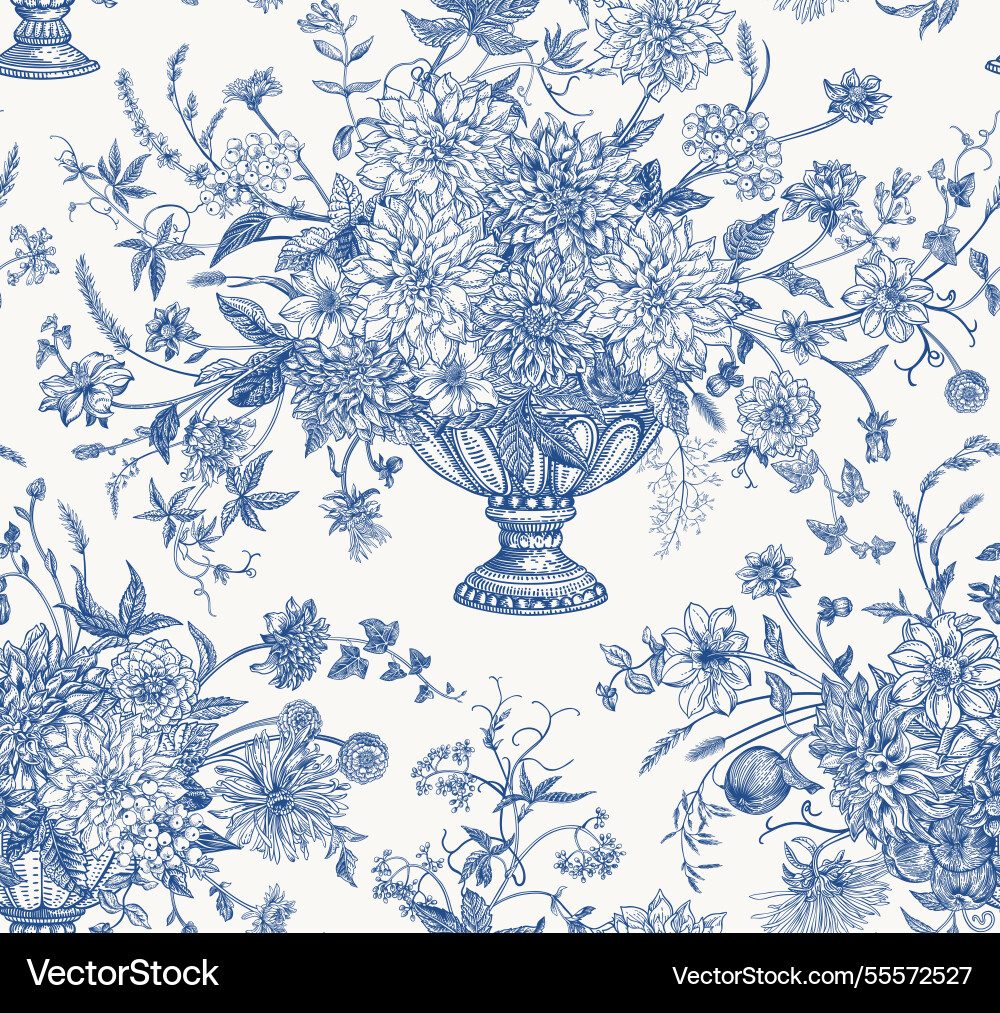 Seamless pattern with flower arrangements Vector Image