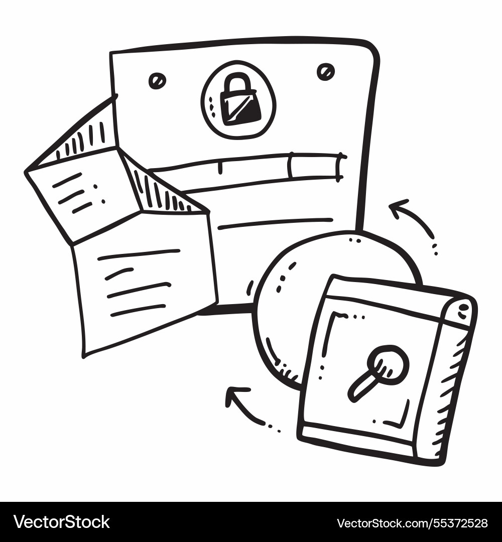 2d als sicheres E-Mail-Symbol mit einem Umschlag Vektorbild