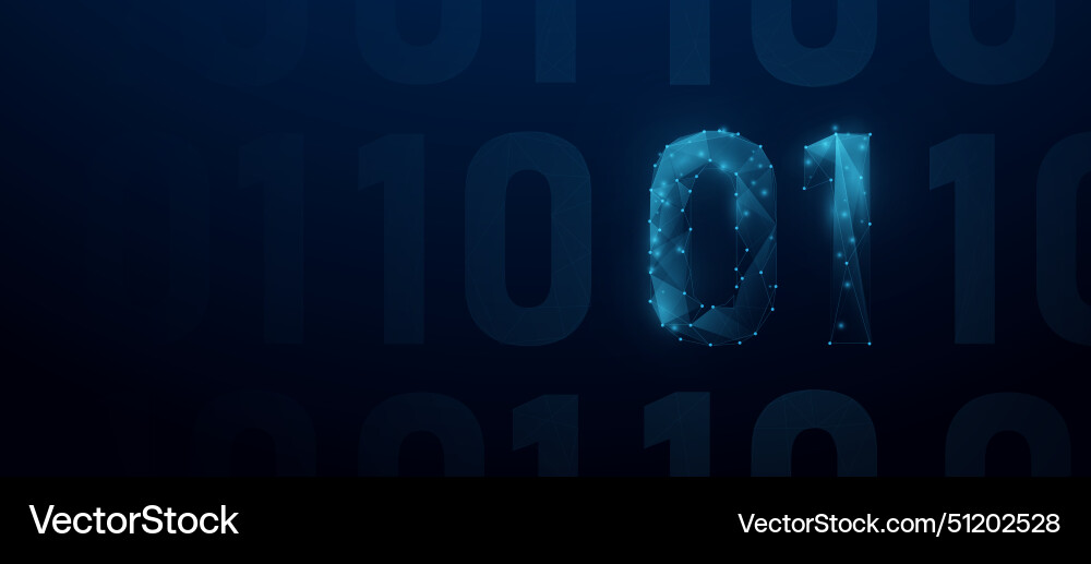Blue Digital Binary Code Background Low Polygonal Vector Image