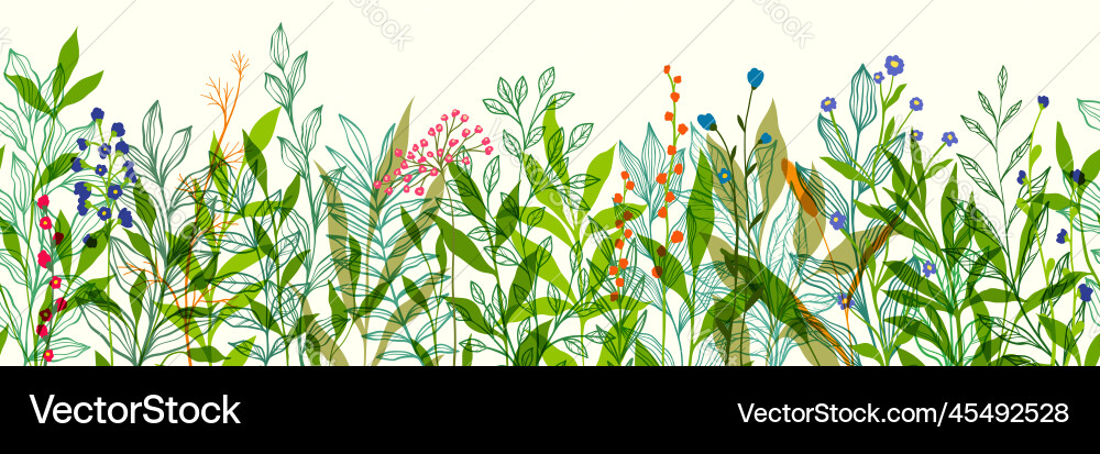 Floral Meadow Border Royalty Free Vector Image