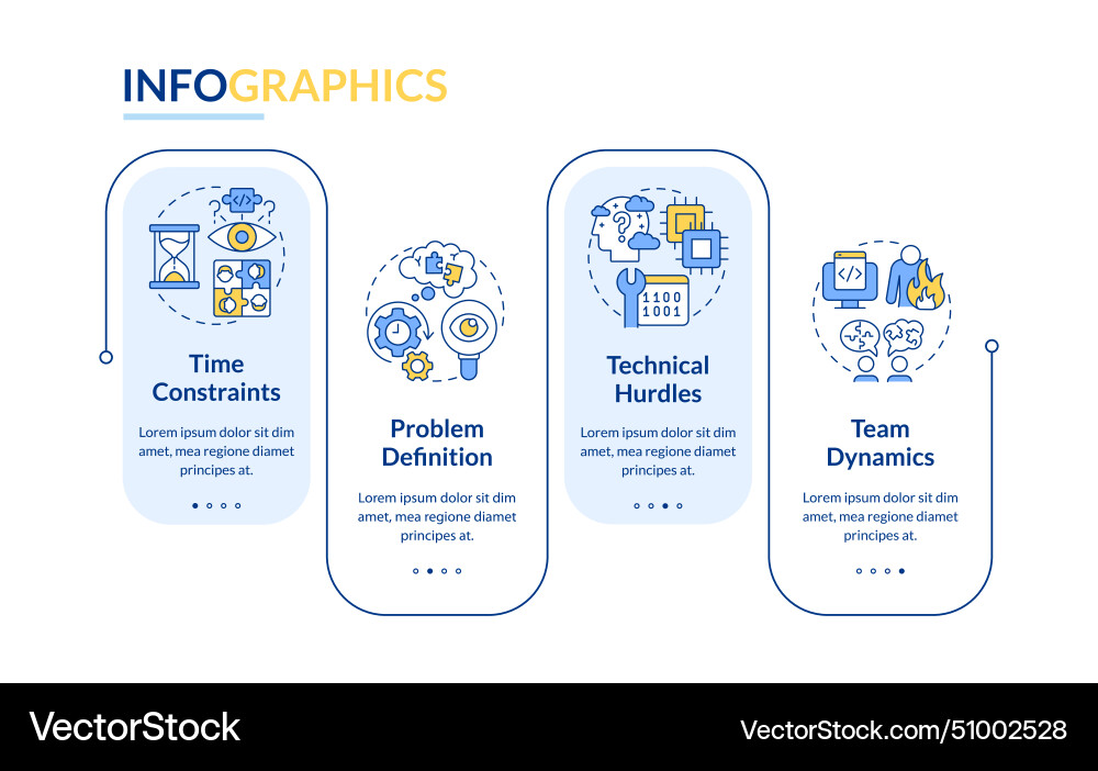 Hackathon challenges blue rectangle infographic Vector Image