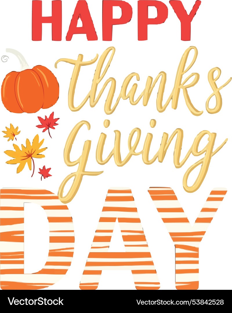 Happy thanksgiving day cursive elegant gold font Vector Image