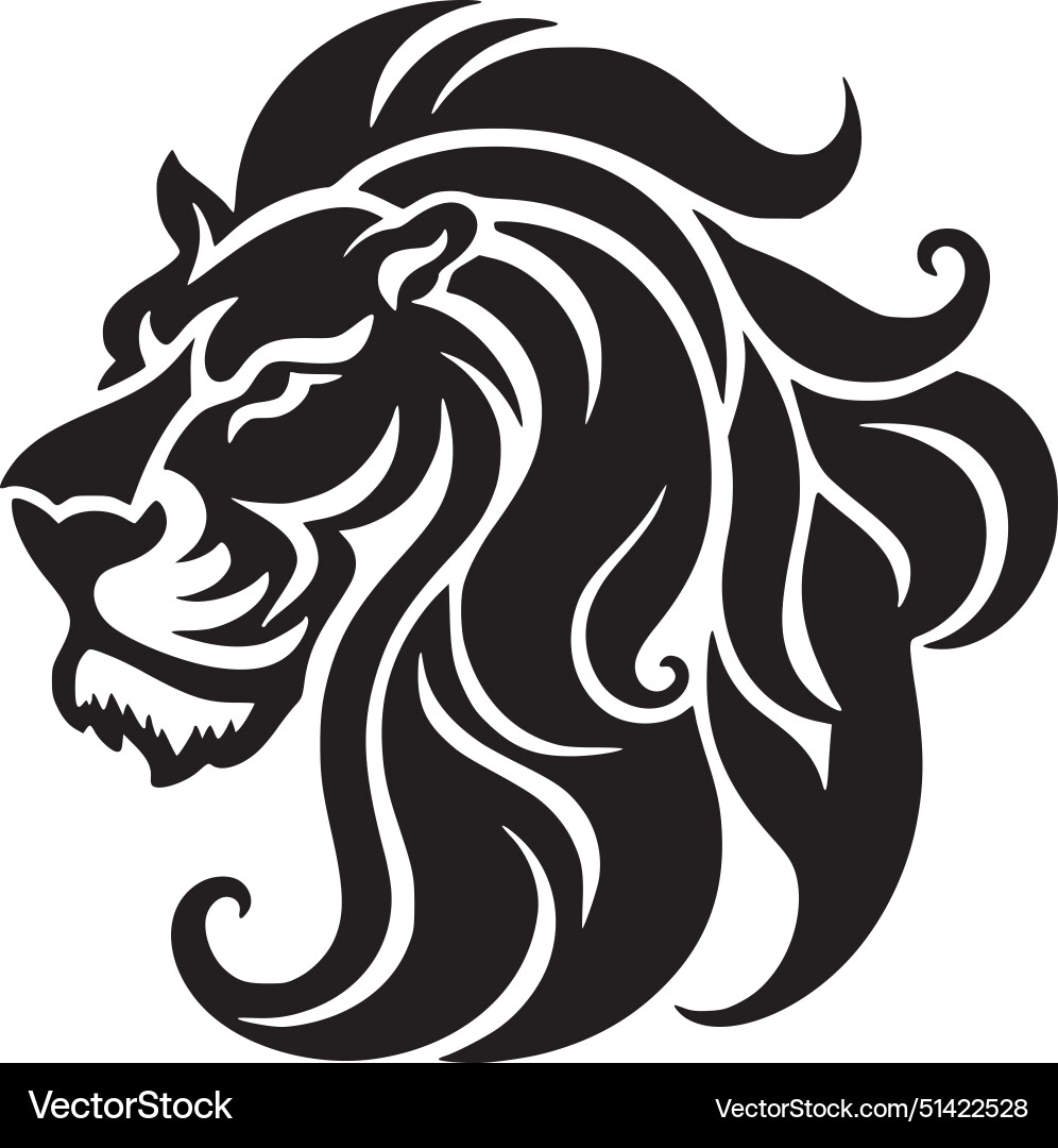 Lion - black and white Royalty Free Vector Image